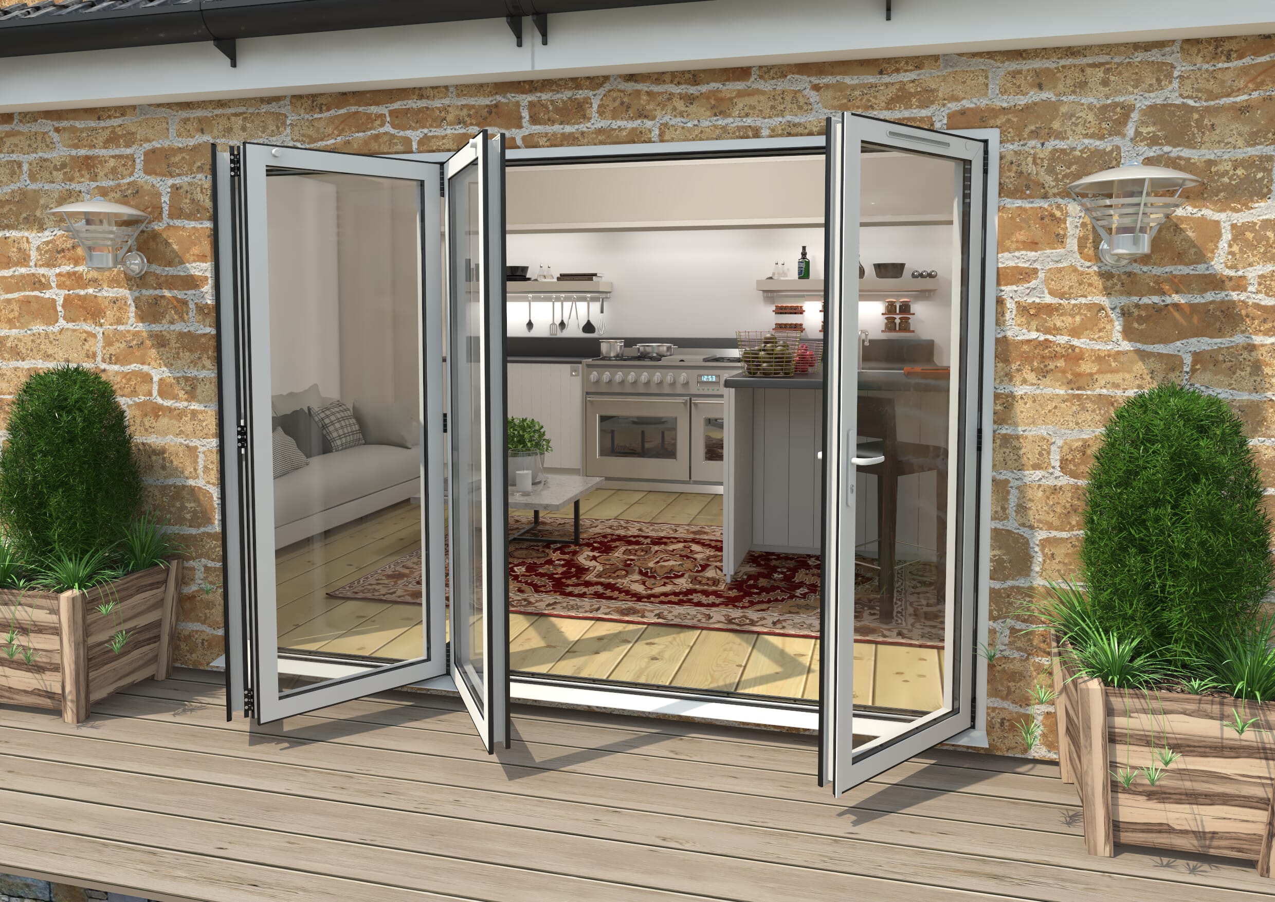 3000mm White Aluminium Bifold Doors - 3 Left 1 Right Aluminium Bifold Door