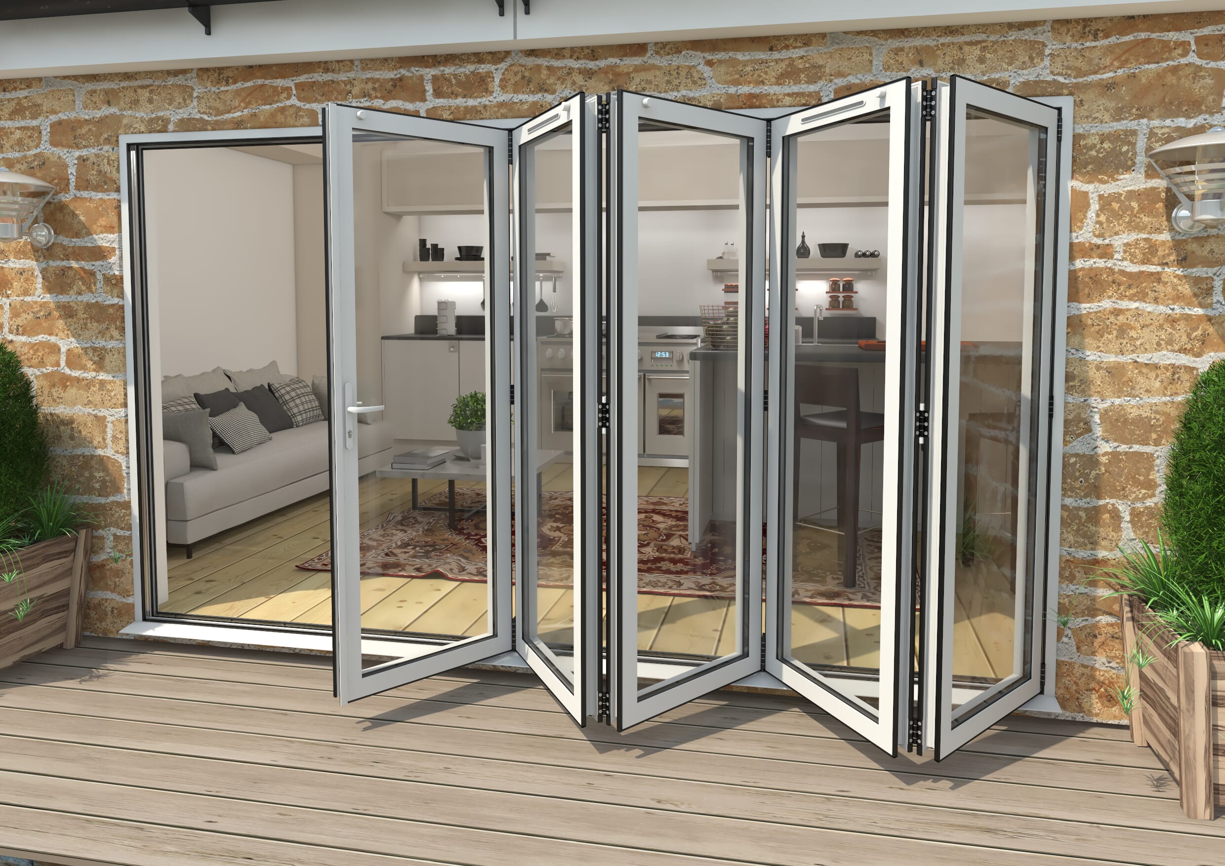 3600mm White Aluminium Bifold Doors - 5 Right at Vivid Doors