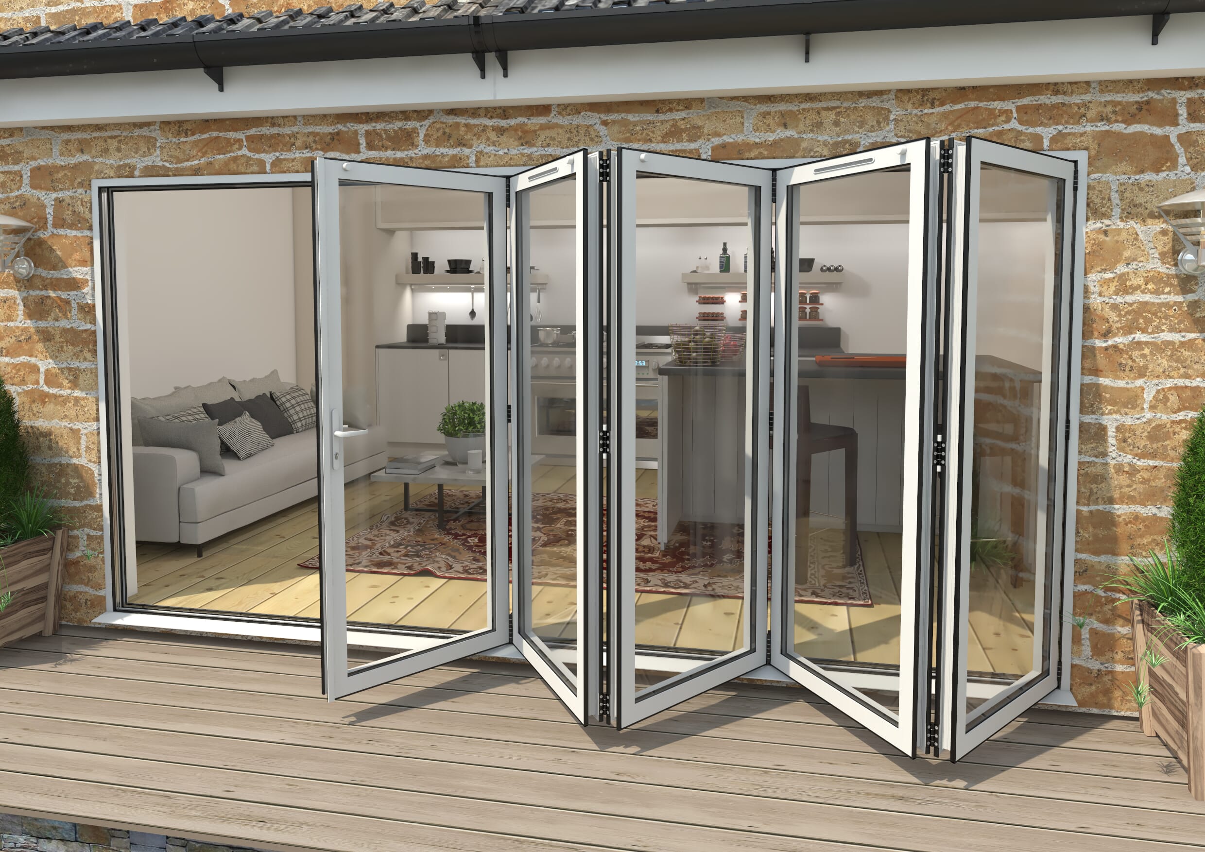 4200mm White Aluminium Bifold Doors - 5 Right at Vivid Doors