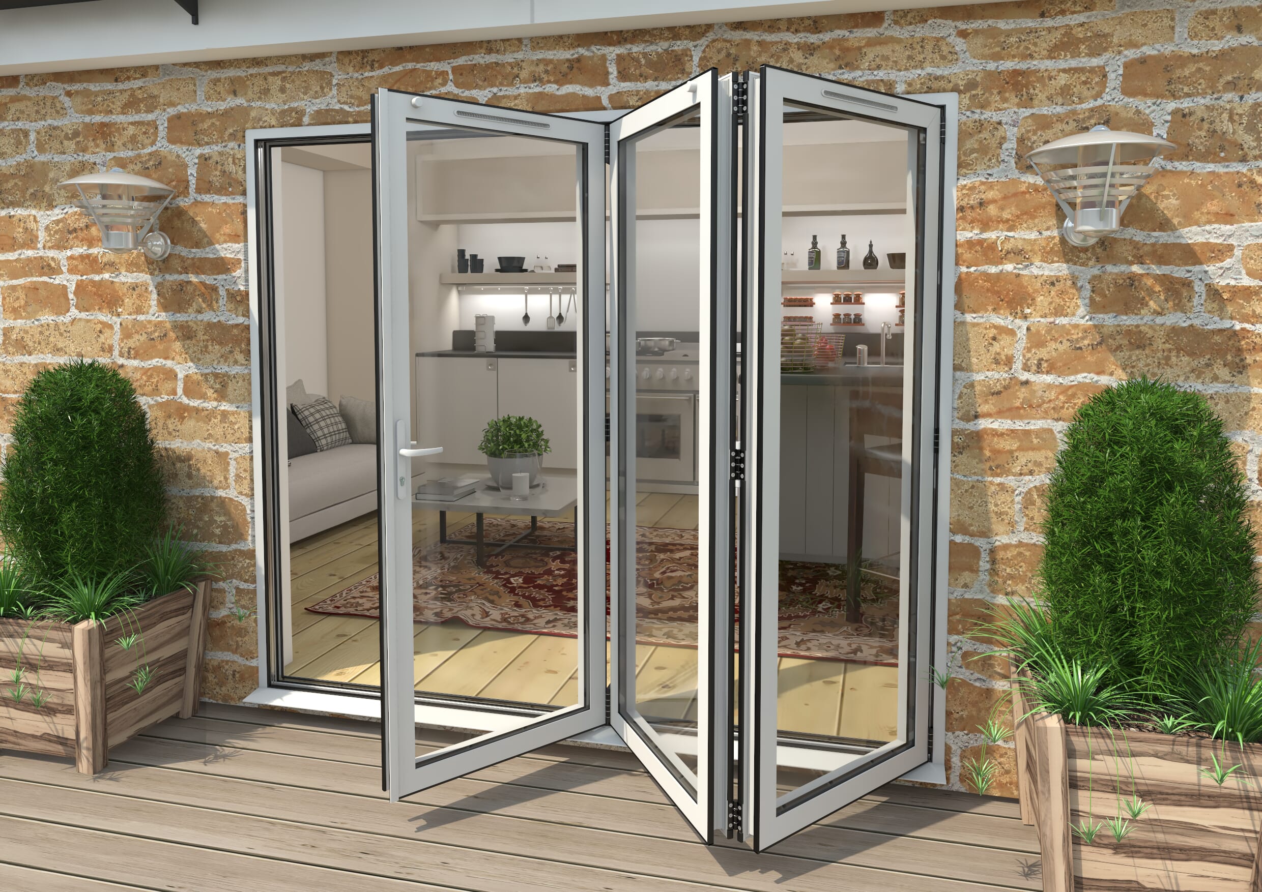 Part Q 2400mm White Aluminium Bifold Doors - 3 Right at Vivid Doors