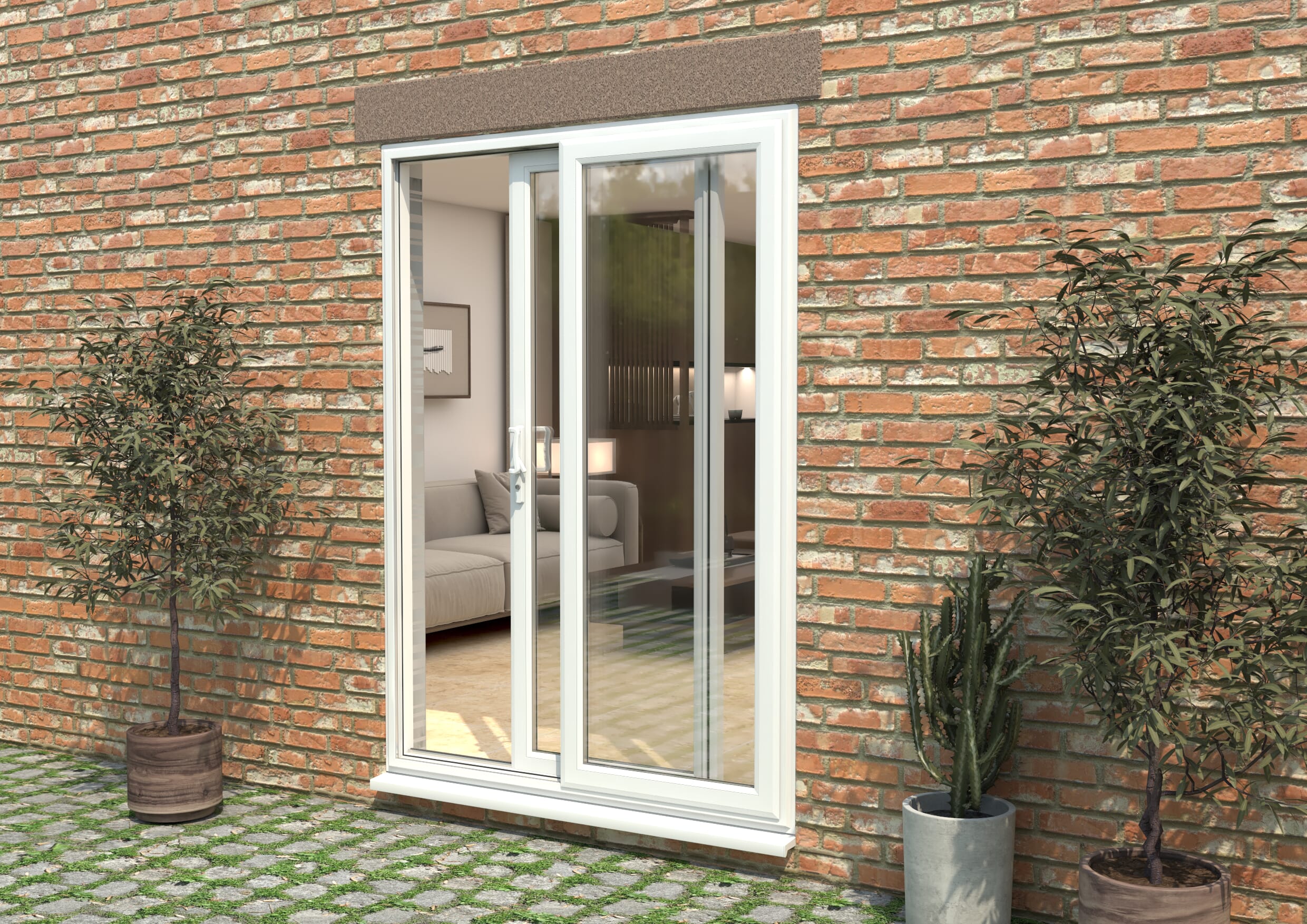 1500mm UPVC White Sliding Doors LH Sliding / RH Fixed at Vivid Doors