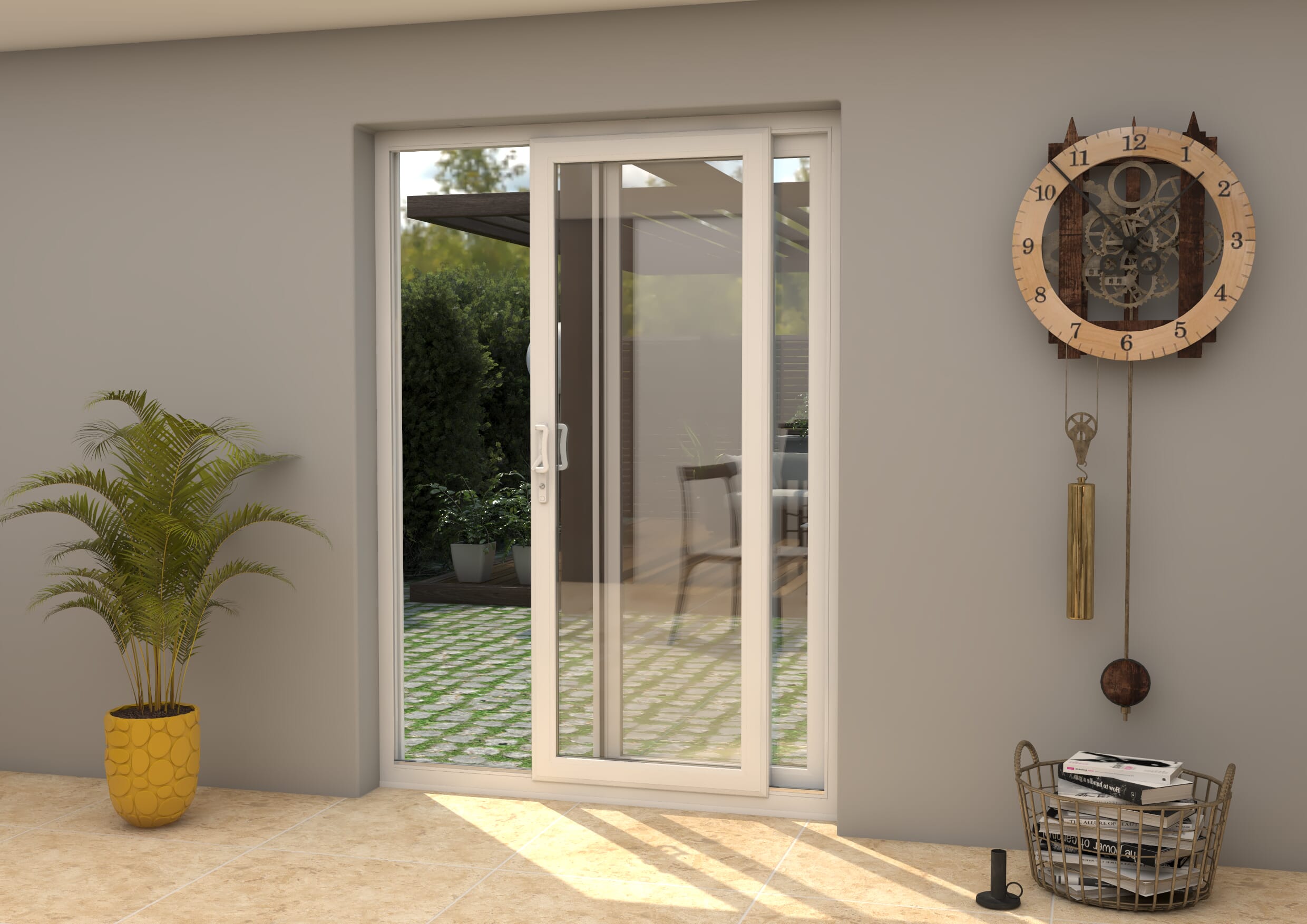 1500mm UPVC White Sliding Doors RH Sliding / LH Fixed at Vivid Doors