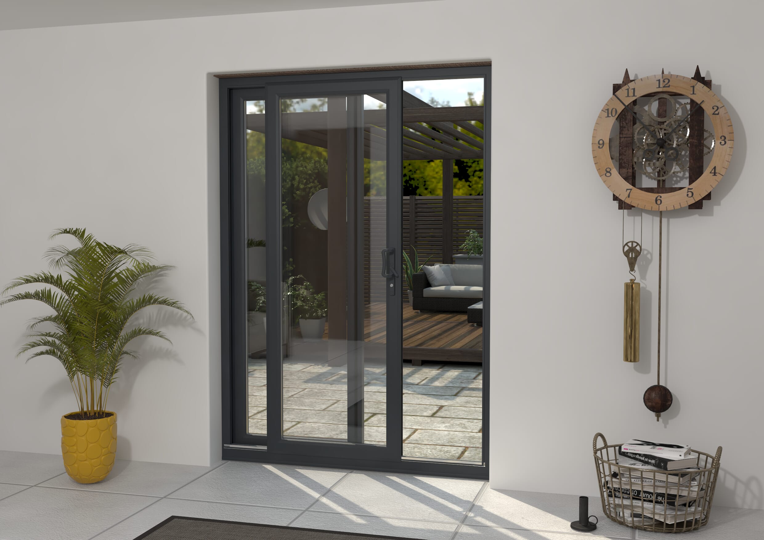 1500mm UPVC Anthracite Grey Sliding Doors LH Sliding / RH Fixed at ...