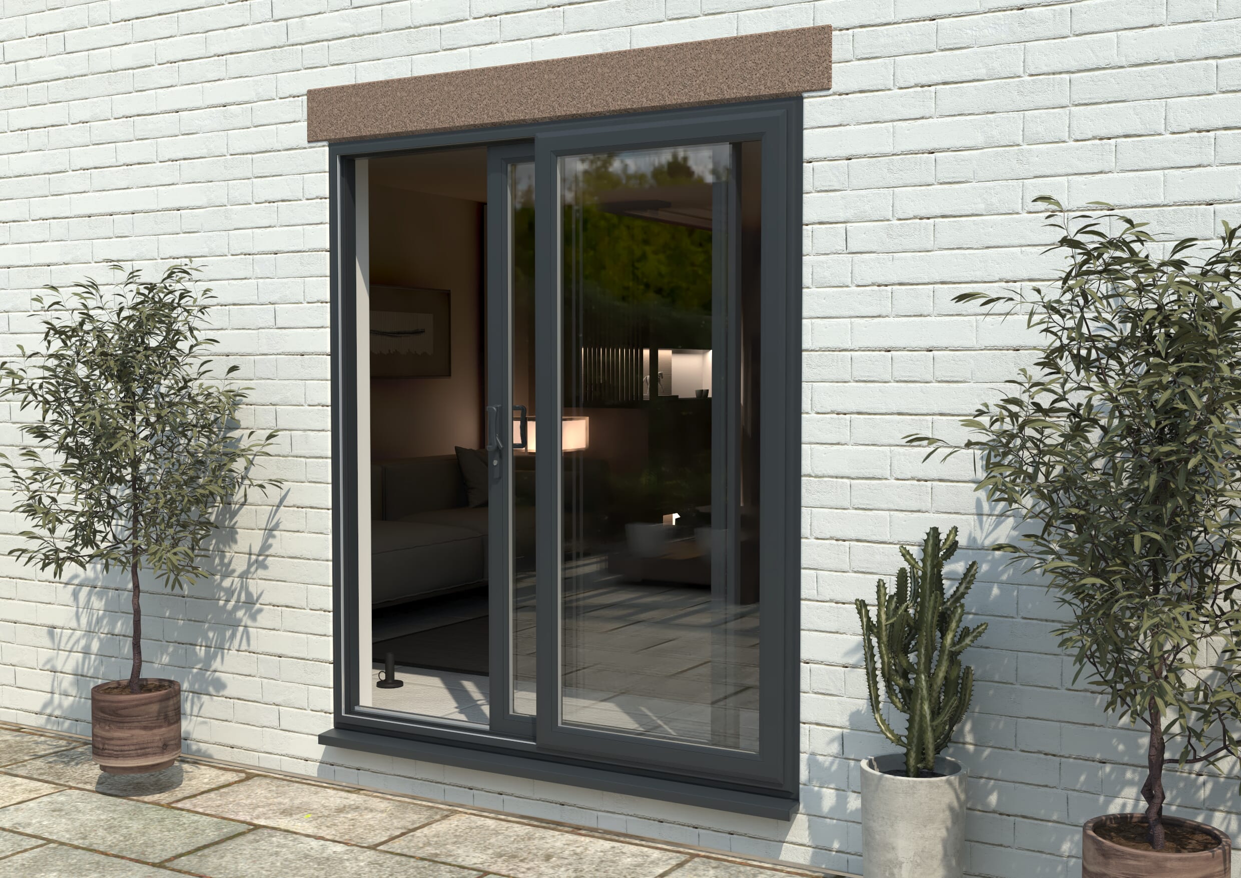 1800mm Upvc Anthracite Grey Sliding Doors Lh Sliding / Rh Fixed Bifold ...