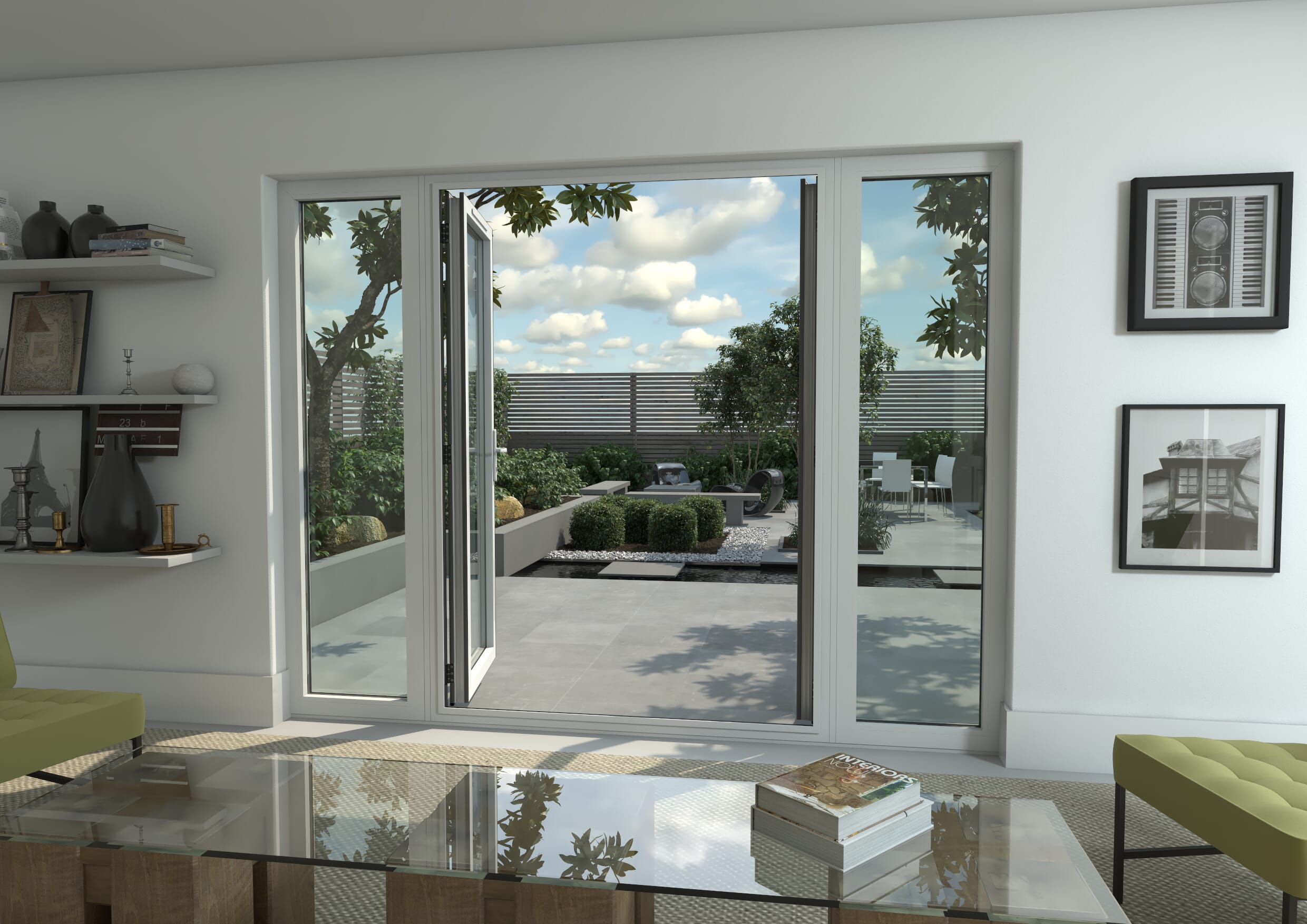 2700mm Open Out White Aluminium French Doors (1500mm Doors + 2 X 600mm ...