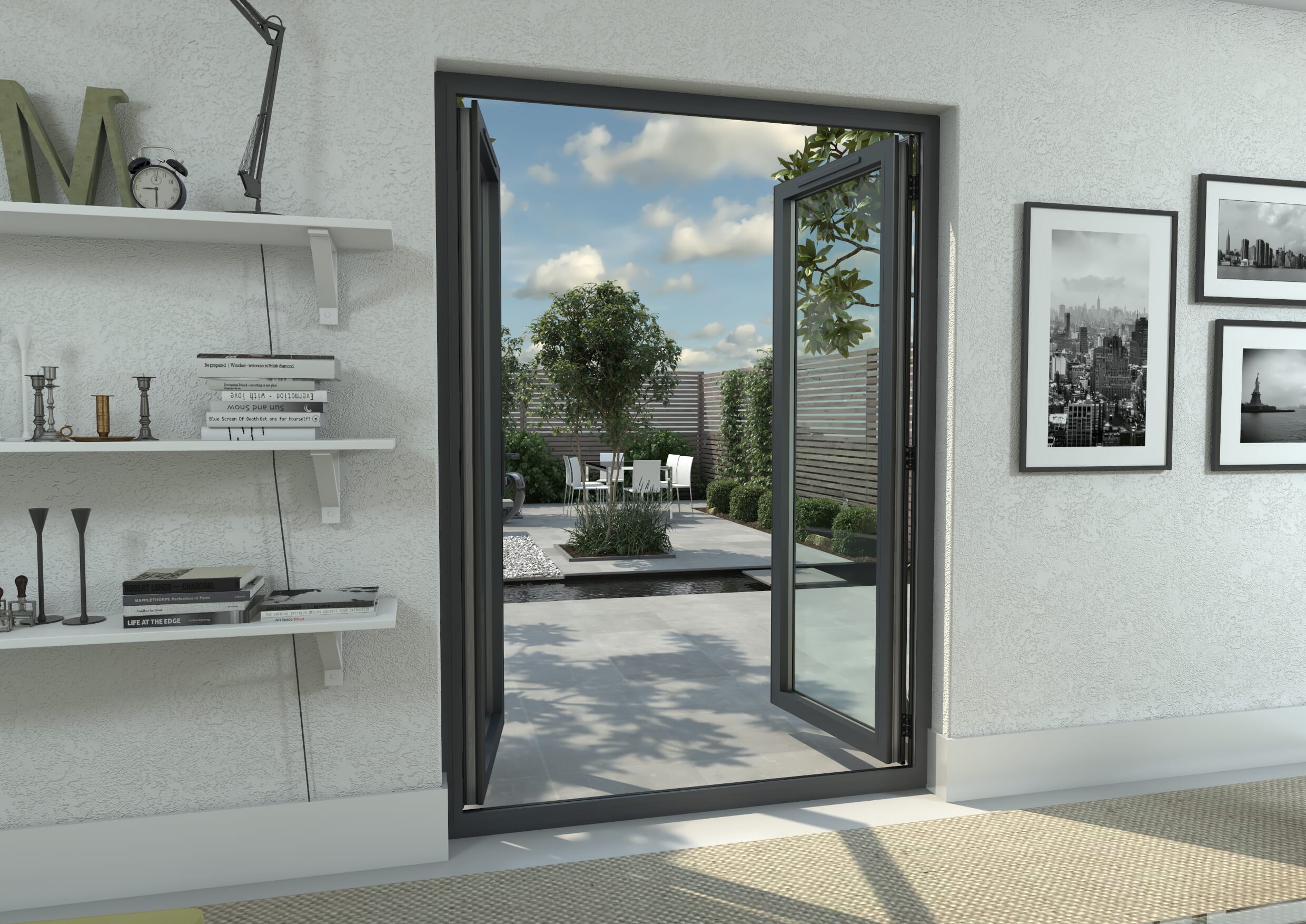 1500mm Open Out Grey Aluminium French Doors at Vivid Doors