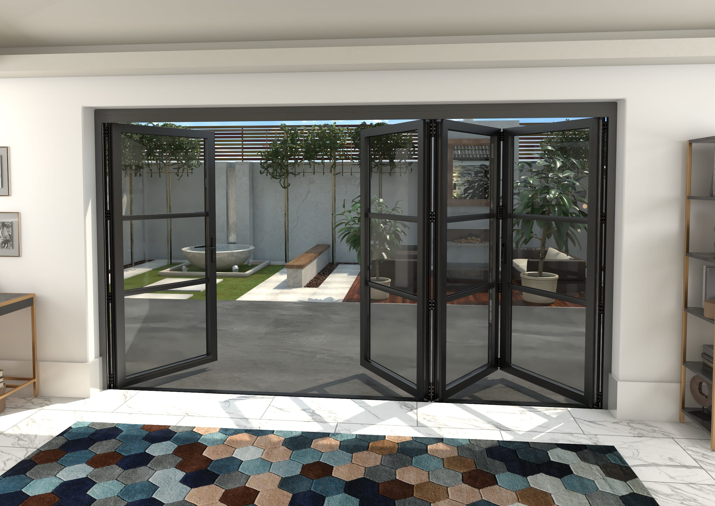 3600mm Black Heritage Aluminium Bifold Doors - 3 Left 1 Right At ...