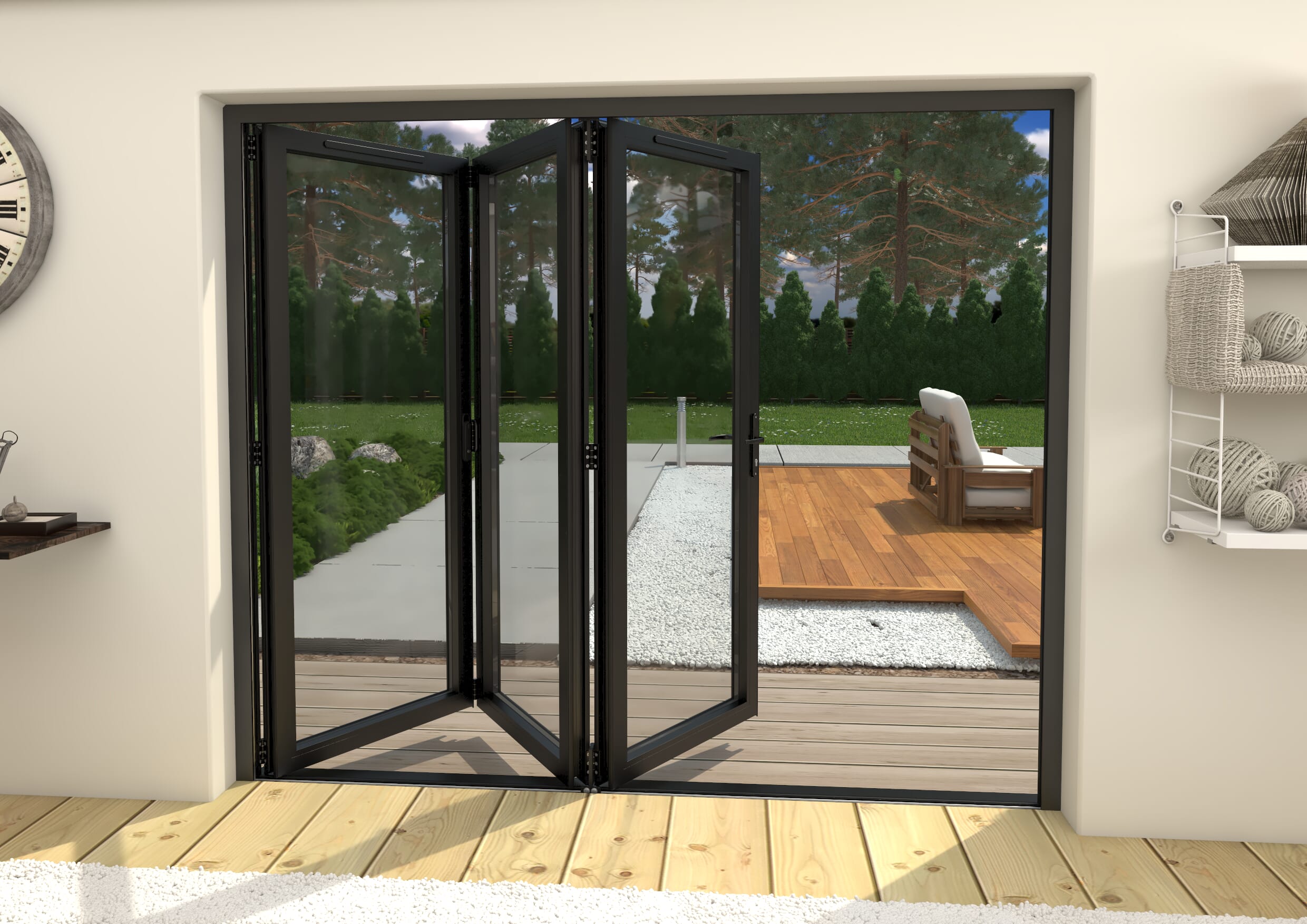 2400mm Black Aluminium Bifold Doors - 3 Right at Vivid Doors