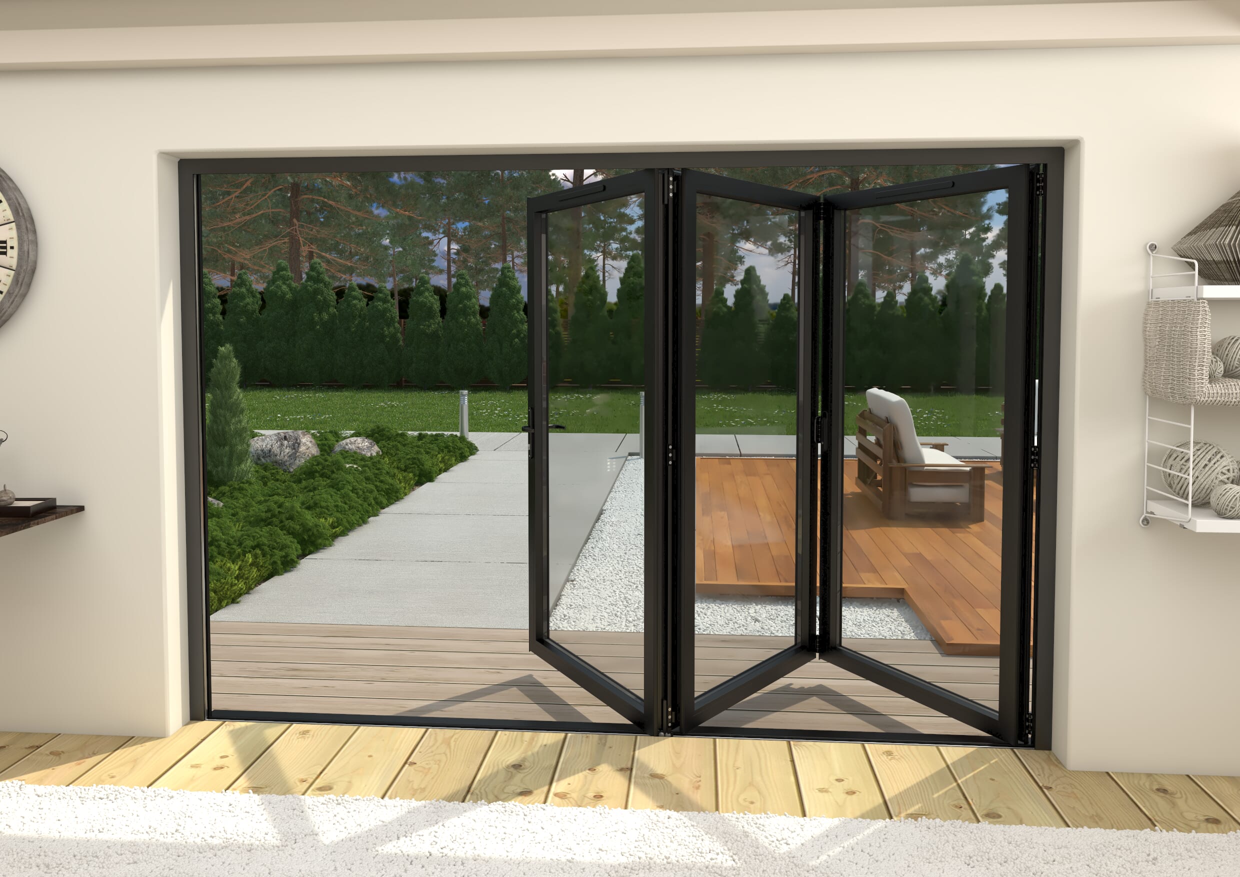 3000mm Black Aluminium Bifold Doors - 3 Left at Vivid Doors