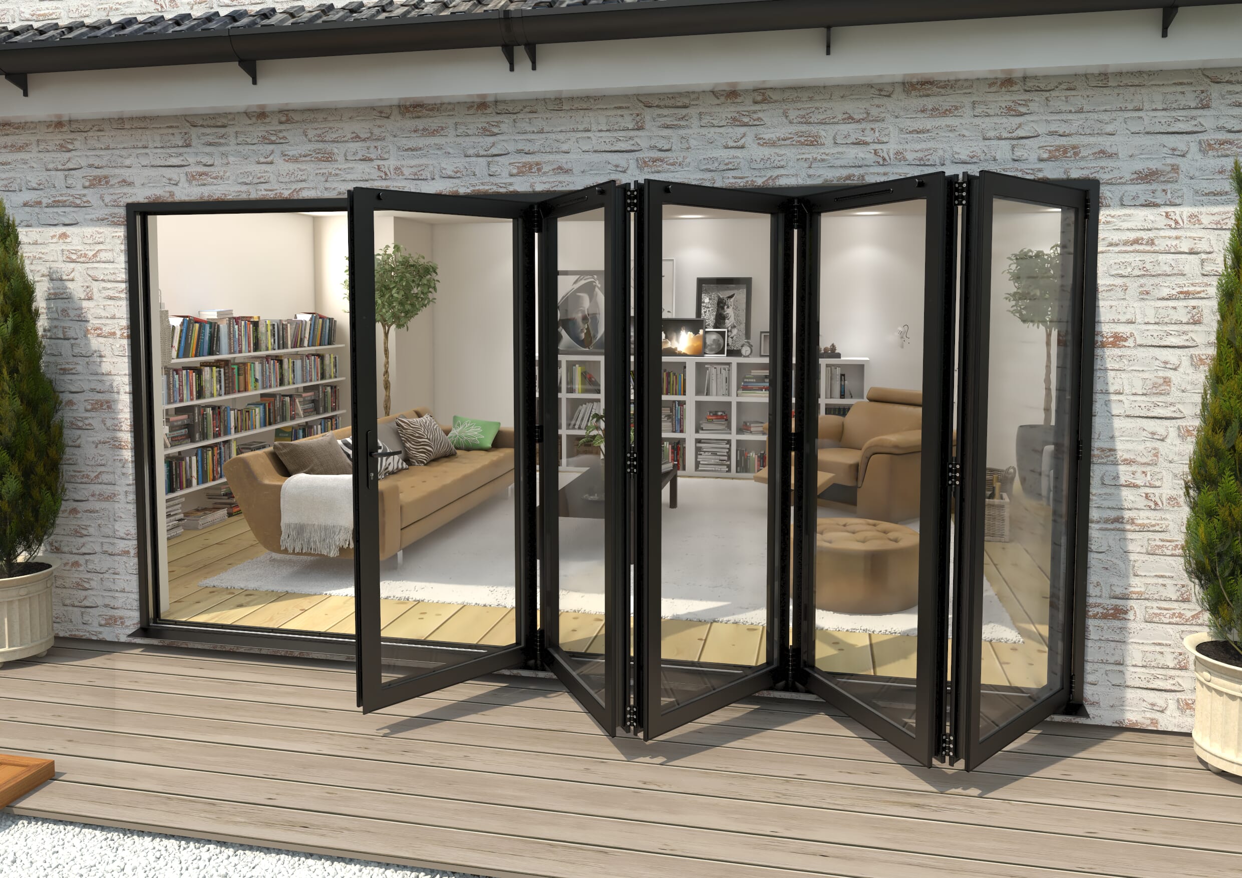 4200mm Black Aluminium Bifold Doors - 5 Right At Climadoor