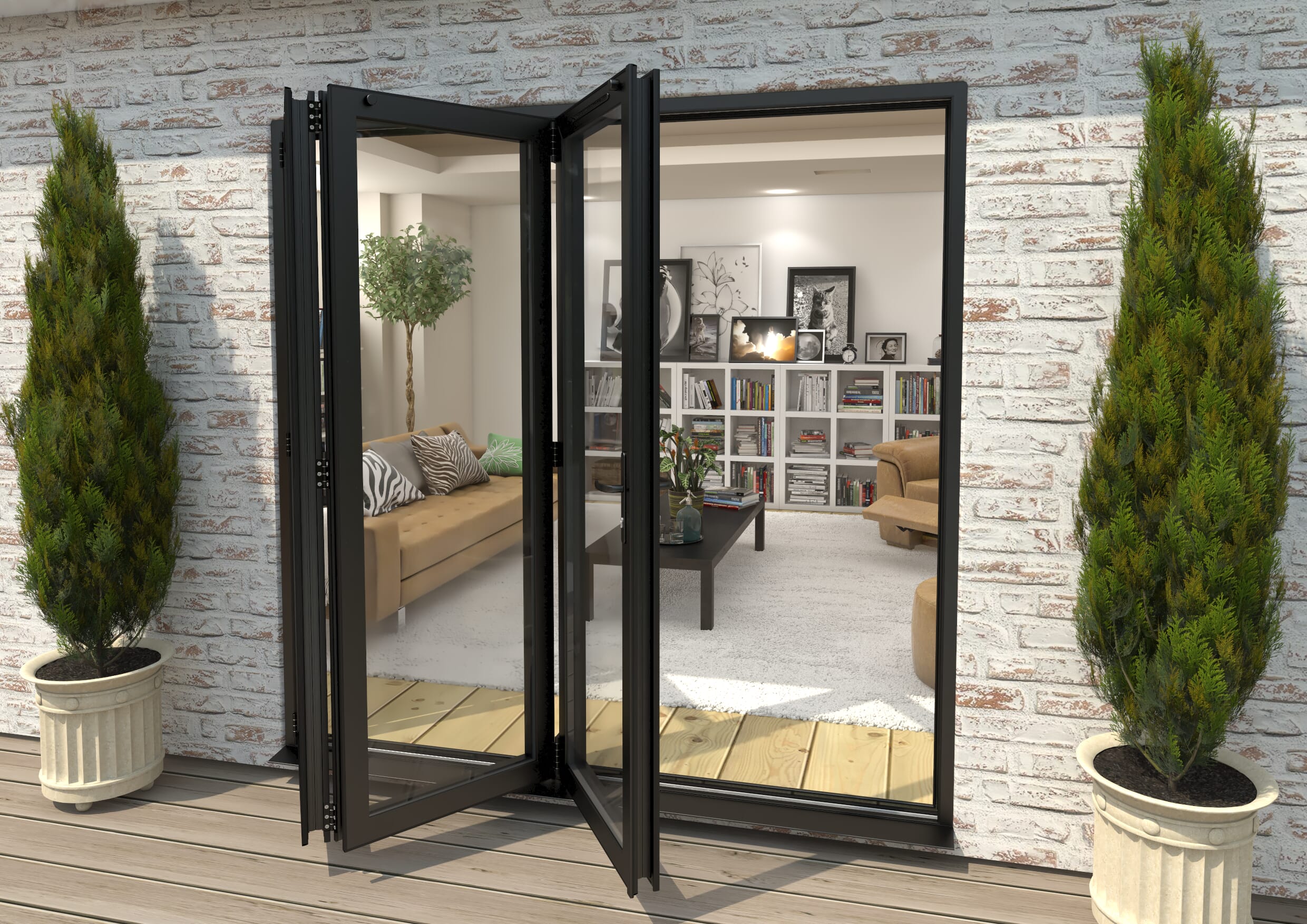Part Q 2100mm Black Aluminium Bifold Doors - 3 Left at Vivid Doors