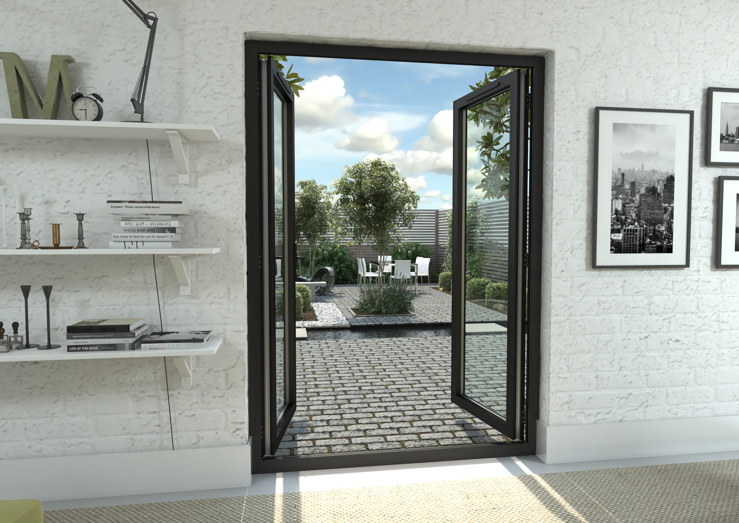 1500mm Open Out Black Aluminium French Doors At Climadoor