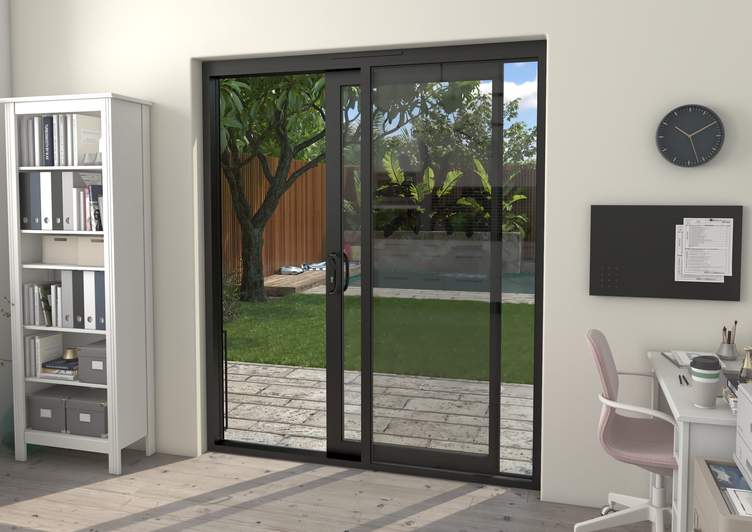 1800mm Supreme Black Aluminium Sliding Doors Rh Sliding / Lh Fixed At ...