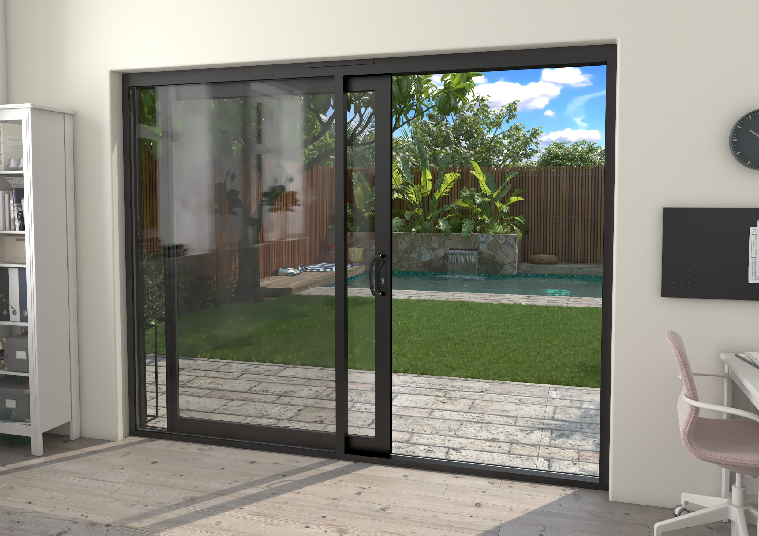 Part Q 2700mm Supreme Black Aluminium Sliding Doors Lh Sliding / Rh ...