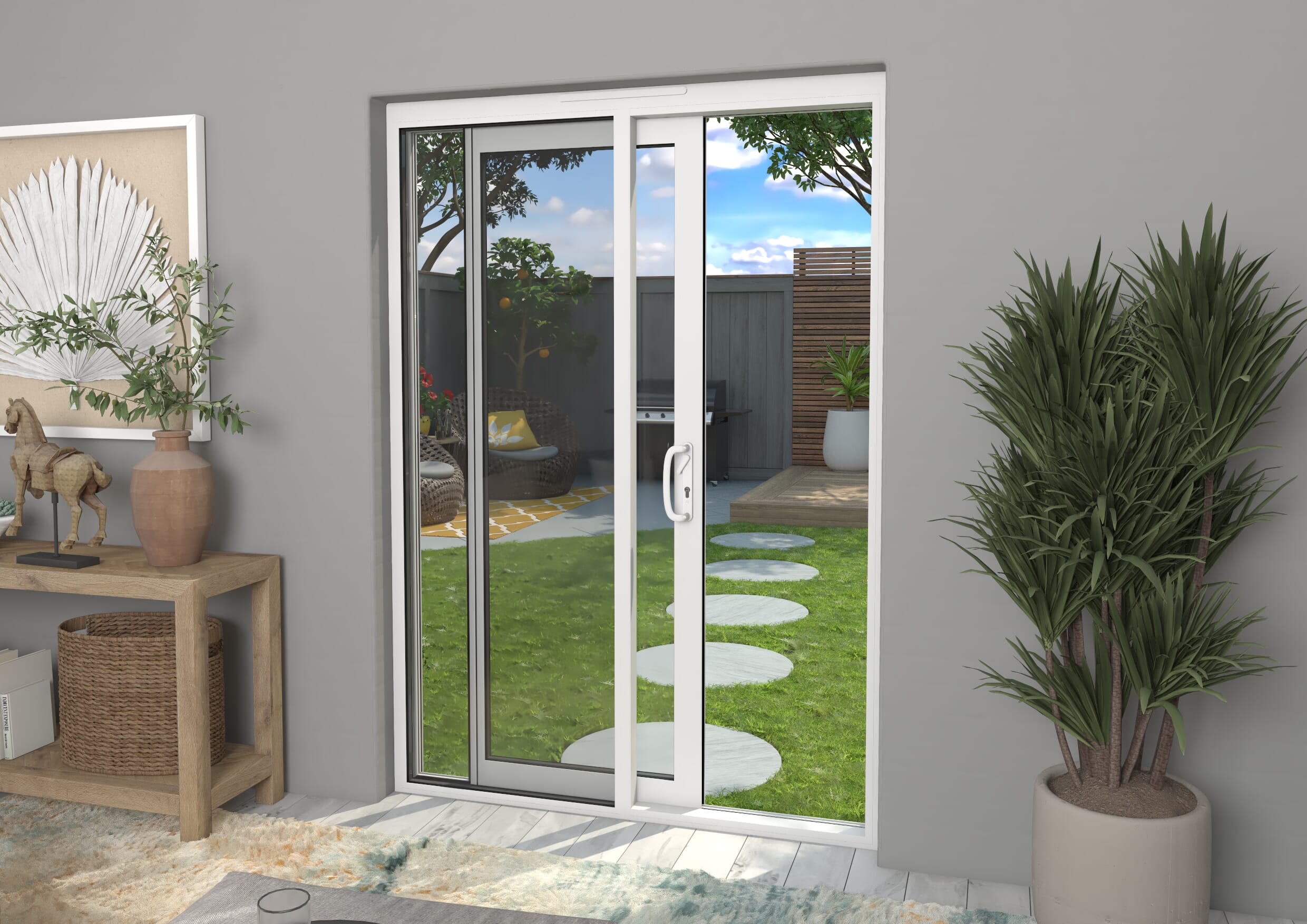1500mm Supreme White Aluminium Sliding Doors Lh Sliding / Rh Fixed At ...