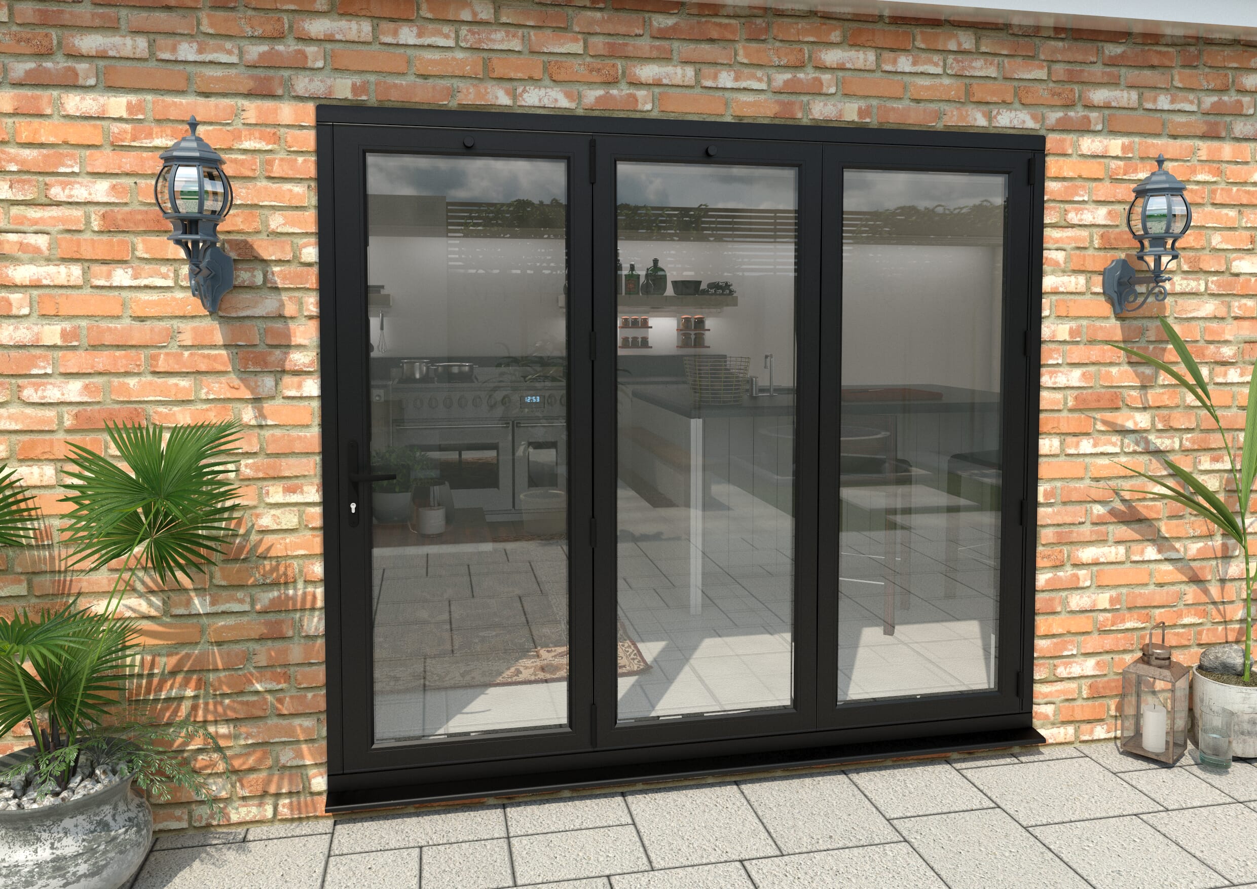 2400mm Black Aluminium Bifold Doors - 3 Right at Vivid Doors