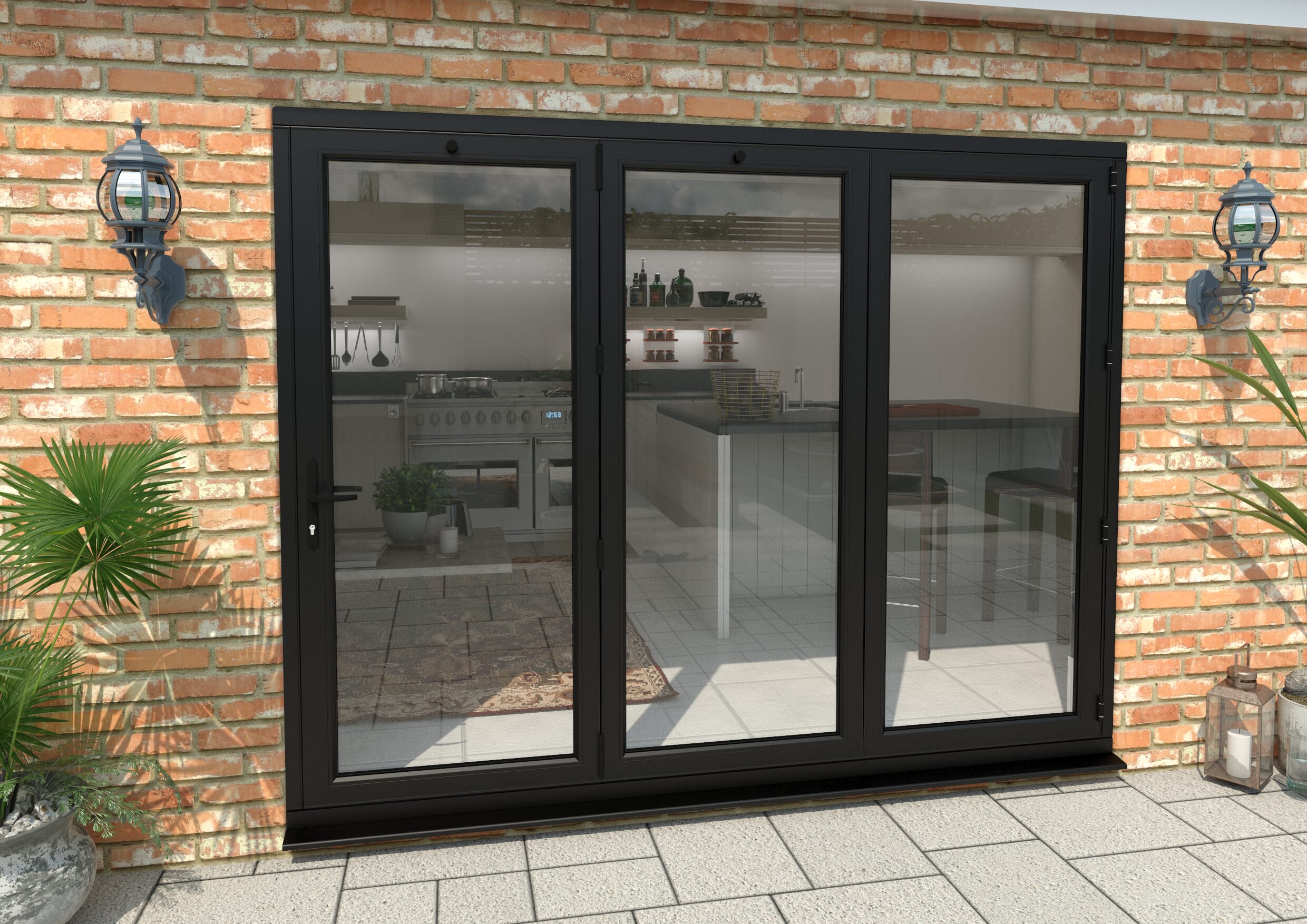 2700mm Black Aluminium Bifold Doors - 3 Right at Express Doors Direct