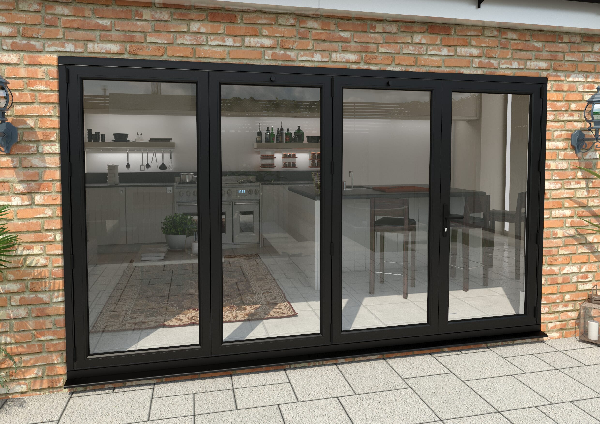 3600mm Black Aluminium Bifold Doors - 3 Left 1 Right at Express Doors ...