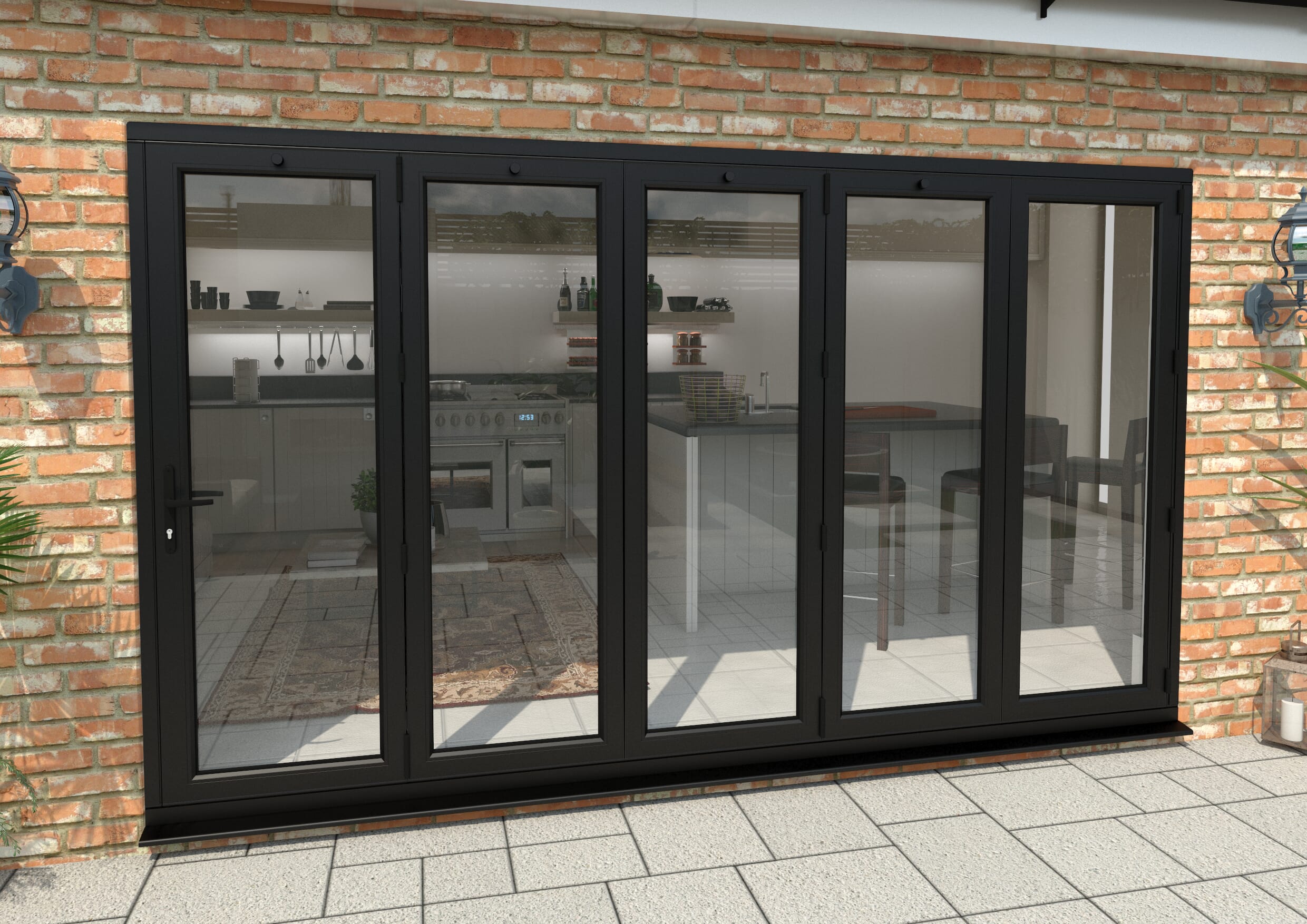 3600mm Black Aluminium Bifold Doors - 5 Right at Express Doors Direct