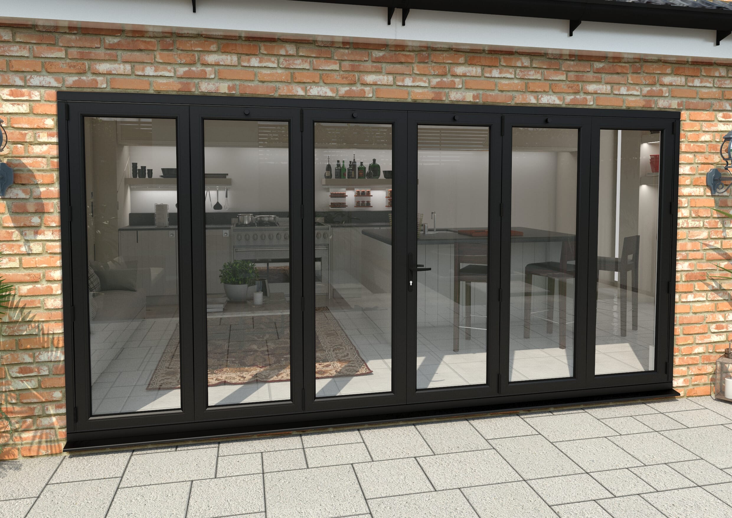 Part Q 4200mm Black Aluminium Bifold Doors - 3 Left 3 Right at Express ...