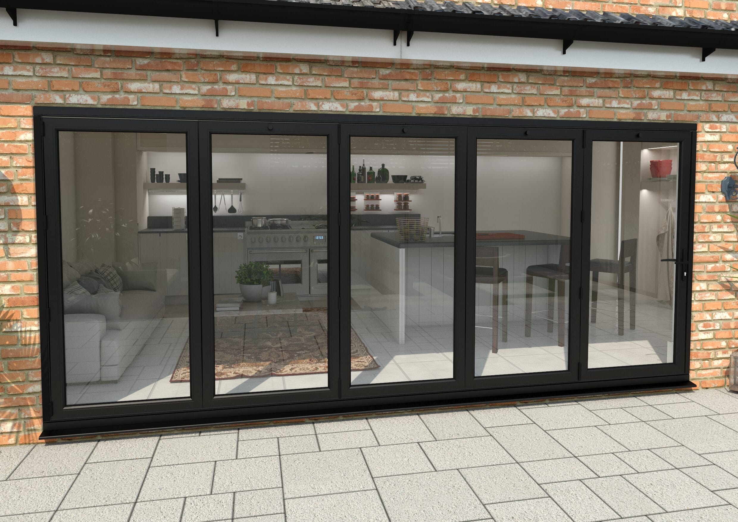 4800mm Black Aluminium Bifold Doors - 5 Left at Vivid Doors