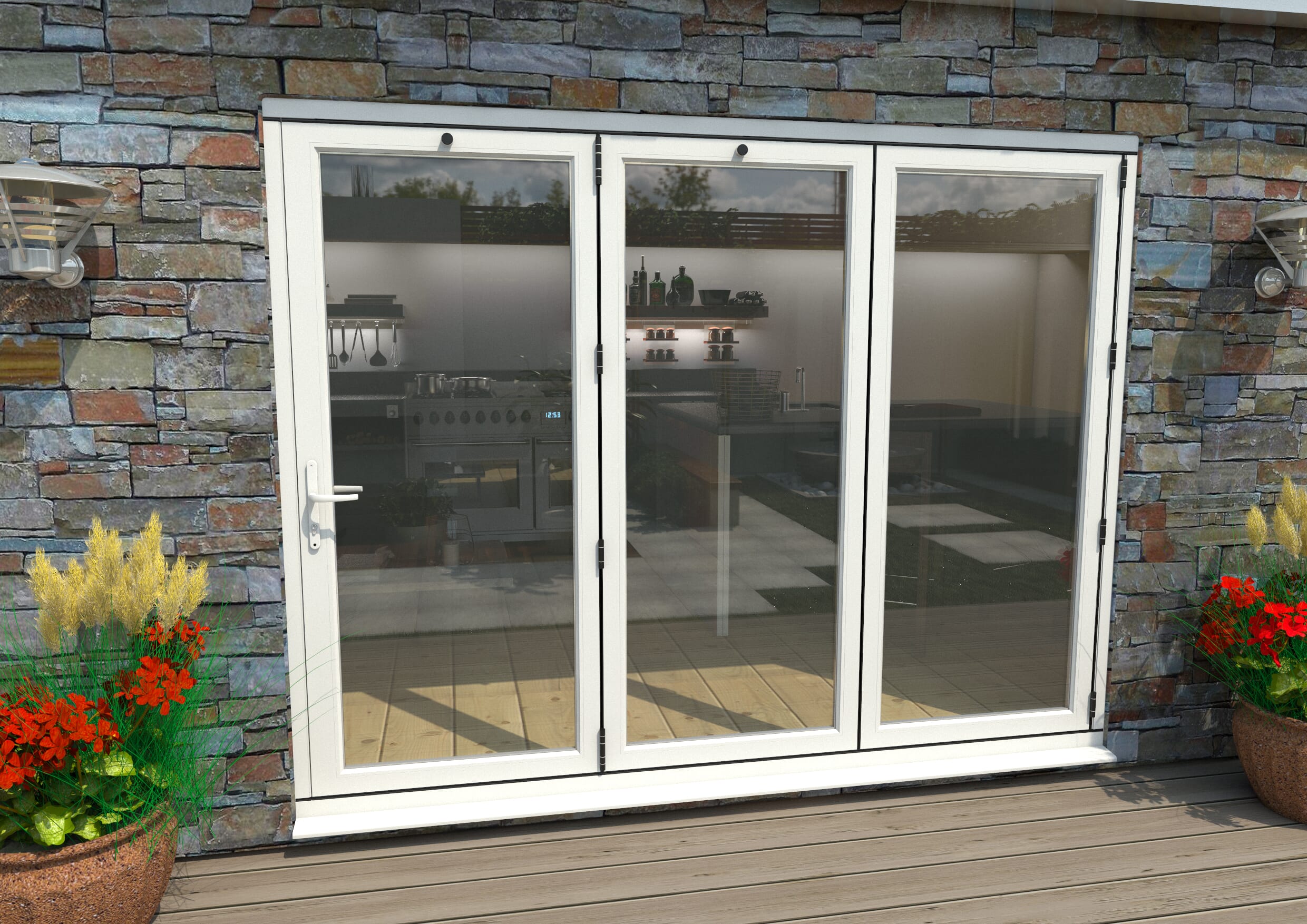 2700mm White Aluminium Bifold Doors - 3 Right at Vivid Doors