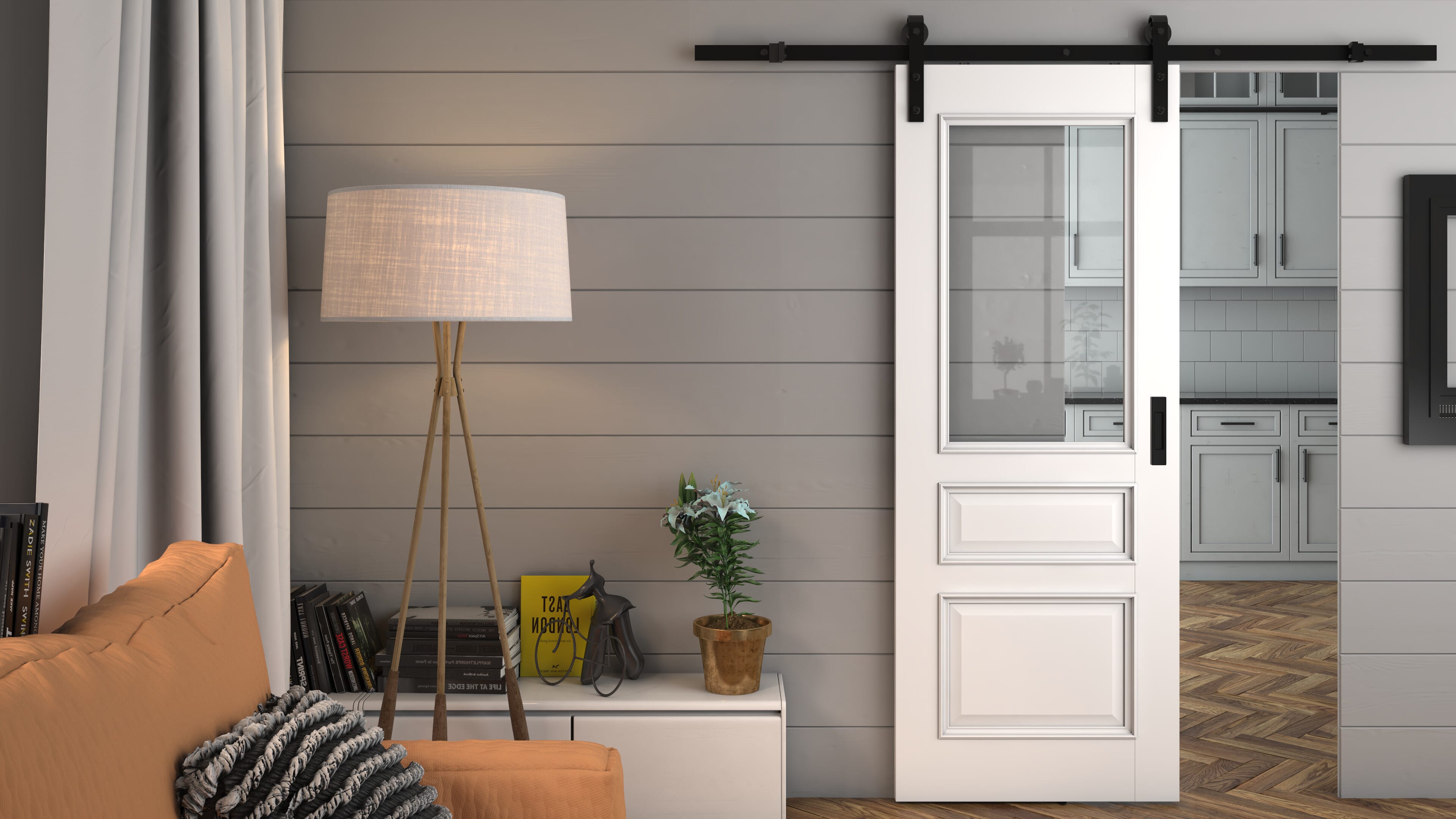 838x1981x35mm (33) Kent White Clear Glass - Prefinished Sliding Barn ...