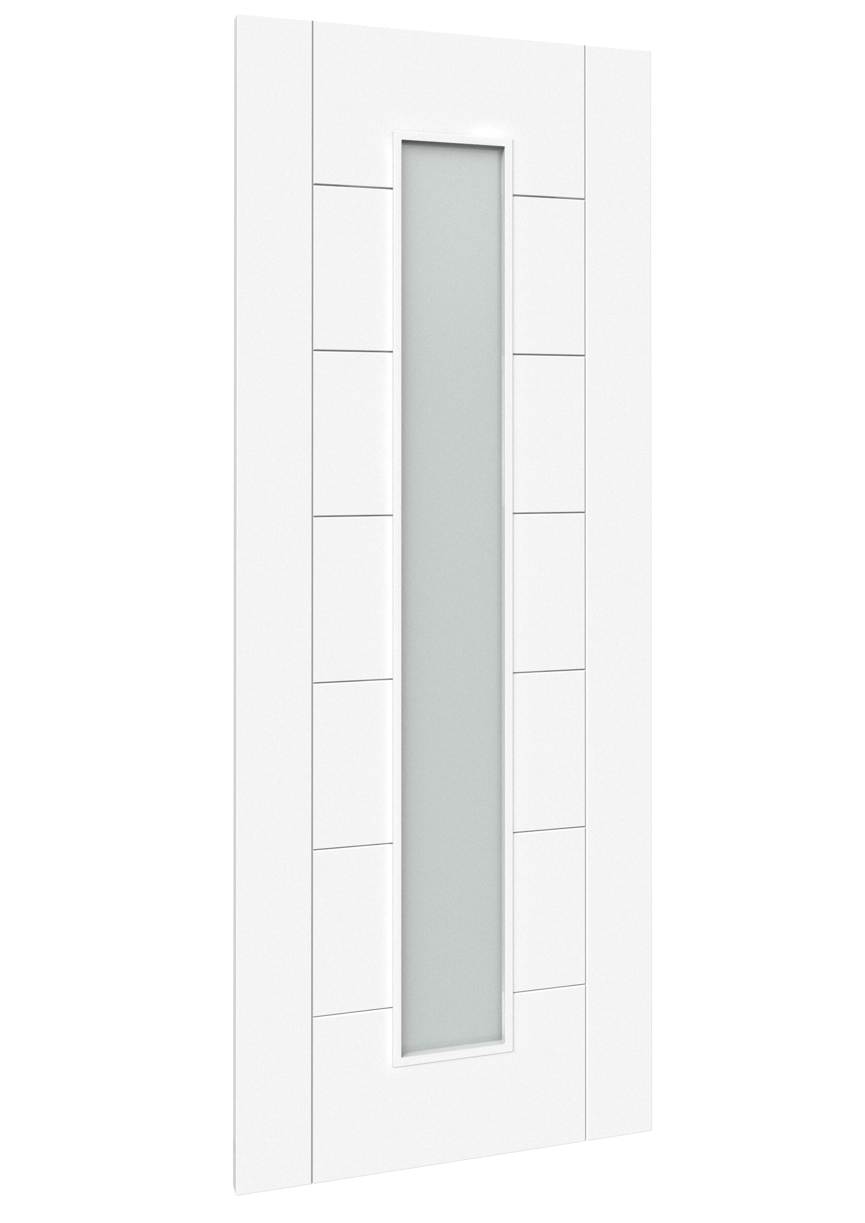 686x1981x35mm (27) Modern 7 Panel White Frosted Glass - Prefinished ...