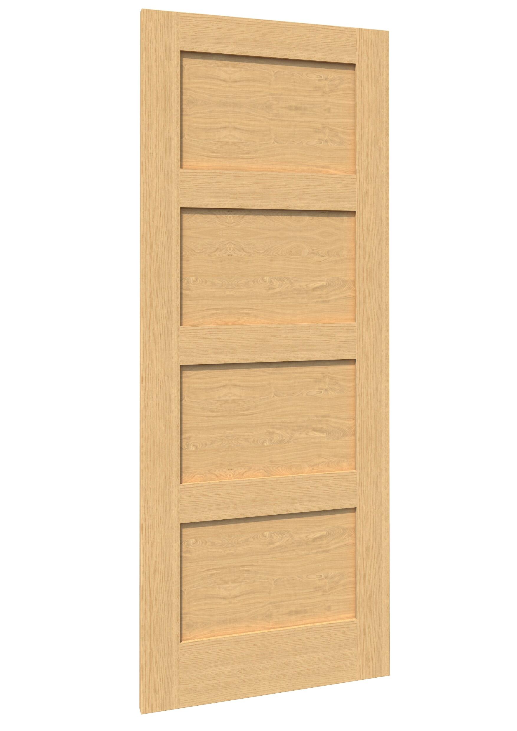 762x1981x35mm (30) Shaker 4 Panel Oak Sliding Barn Door at Vibrant Doors