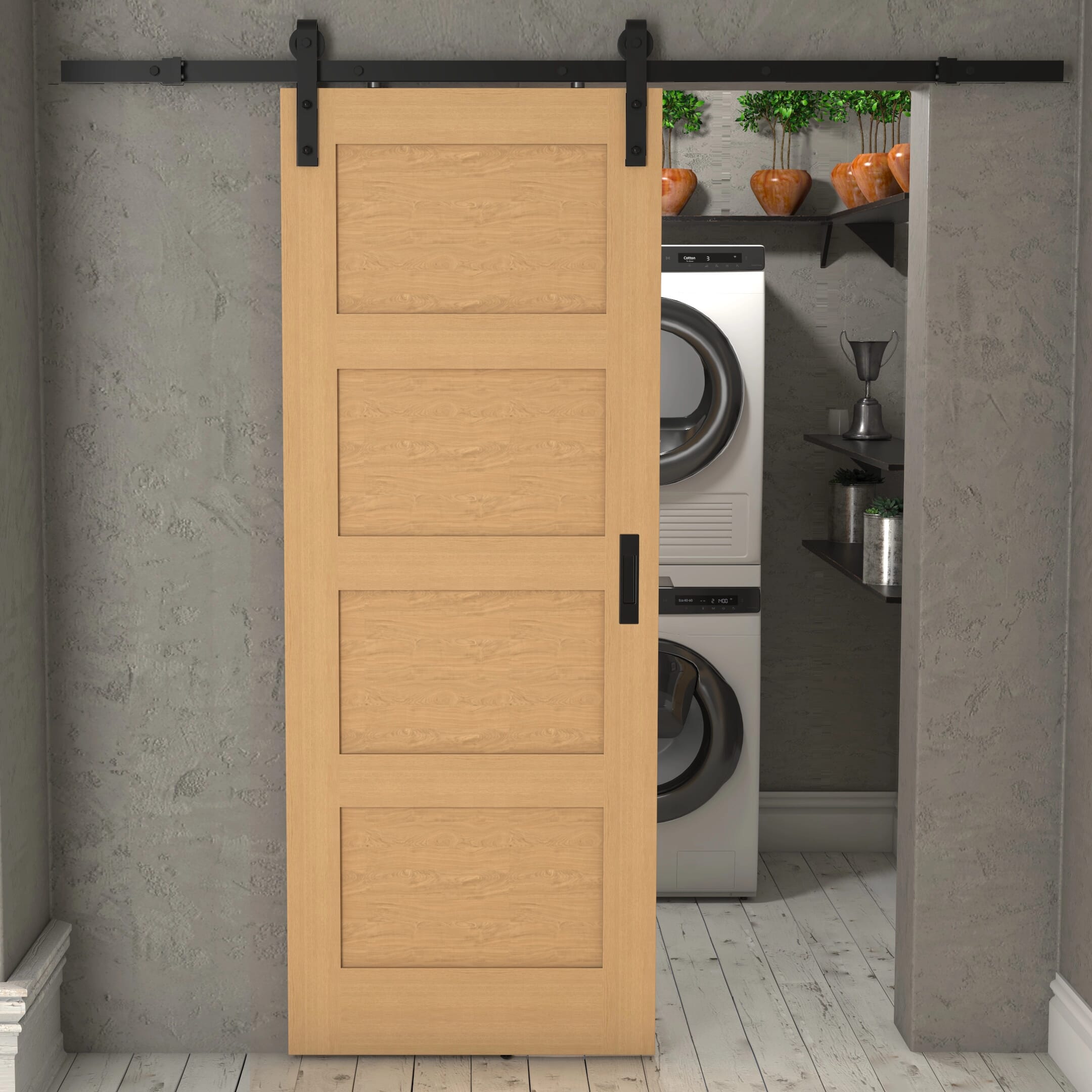 Shaker 4 Panel Oak Sliding Barn Door at Express Doors Direct
