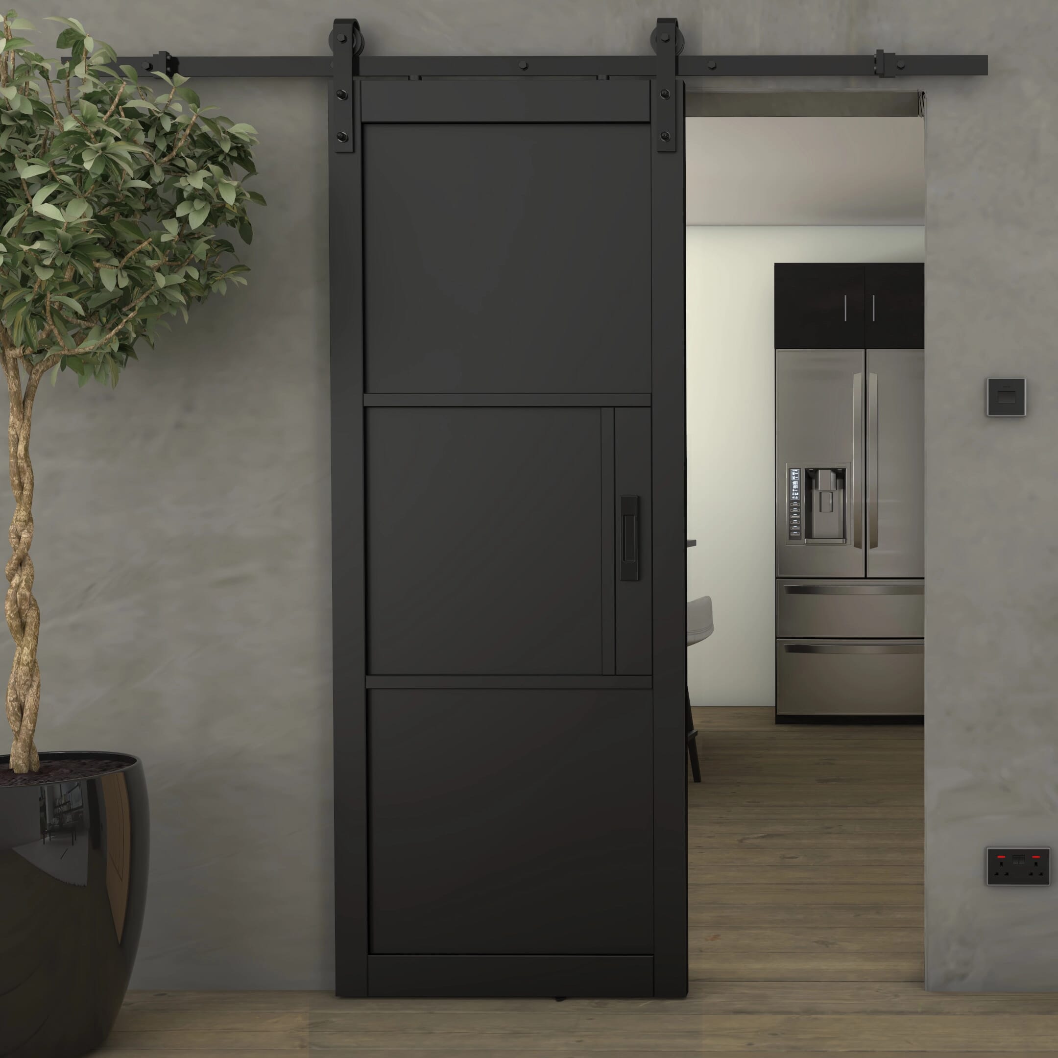 Heritage Black Internal Sliding Barn Door At Climadoor
