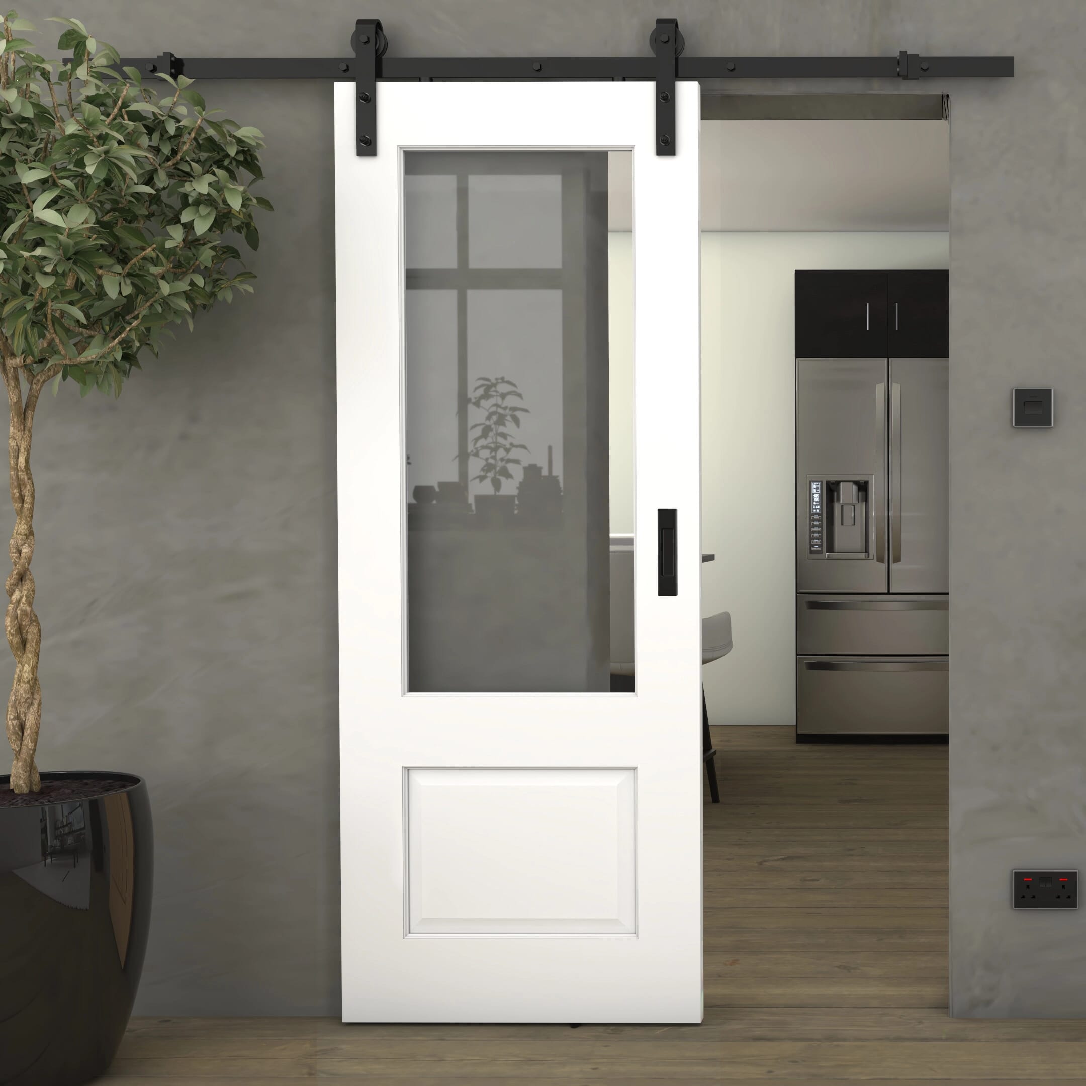 Grange 2 Panel Clear Glass - Prefinished Sliding Barn Door At Express ...