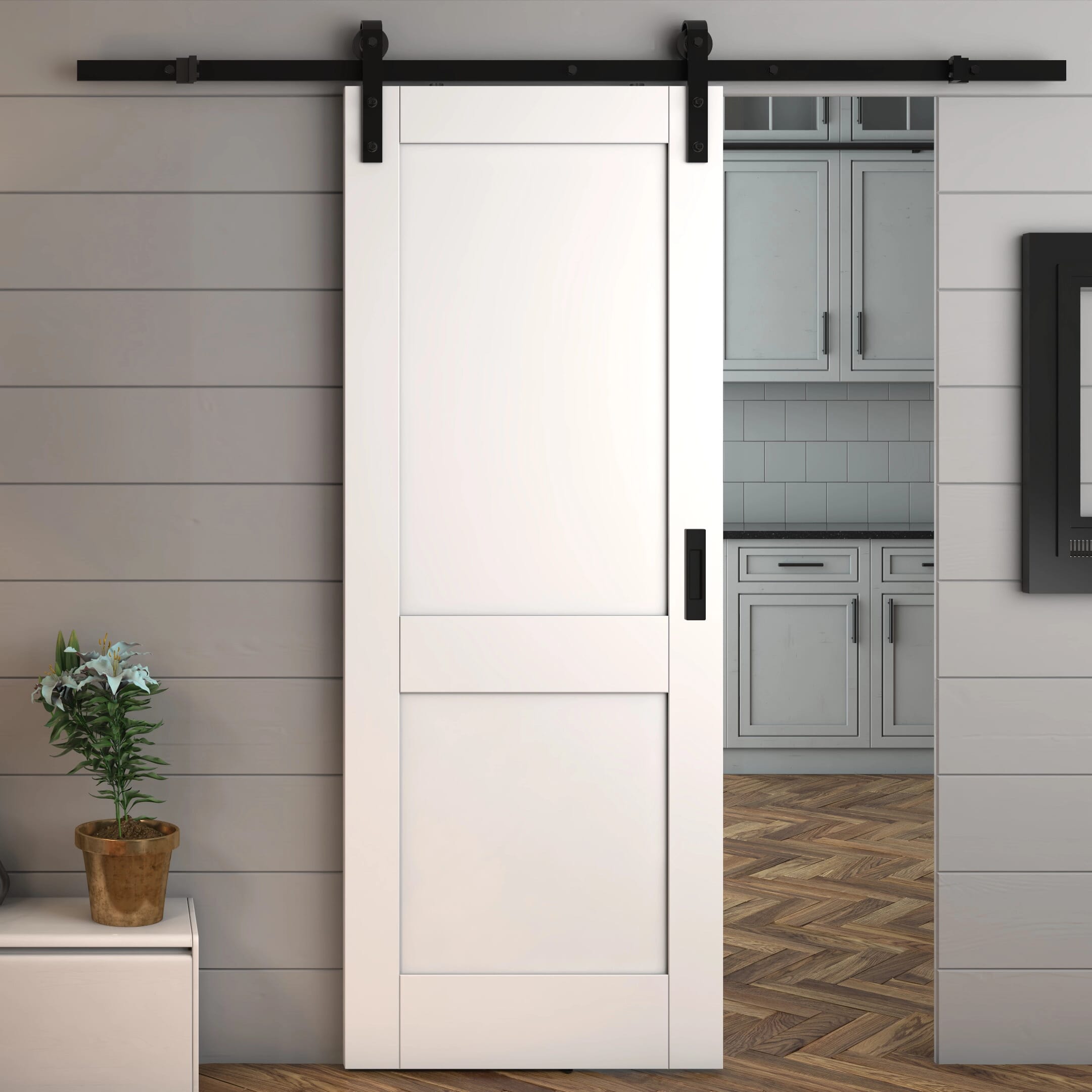 Modern Shaker 2 Panel White - Prefinished Sliding Barn Door At Express ...