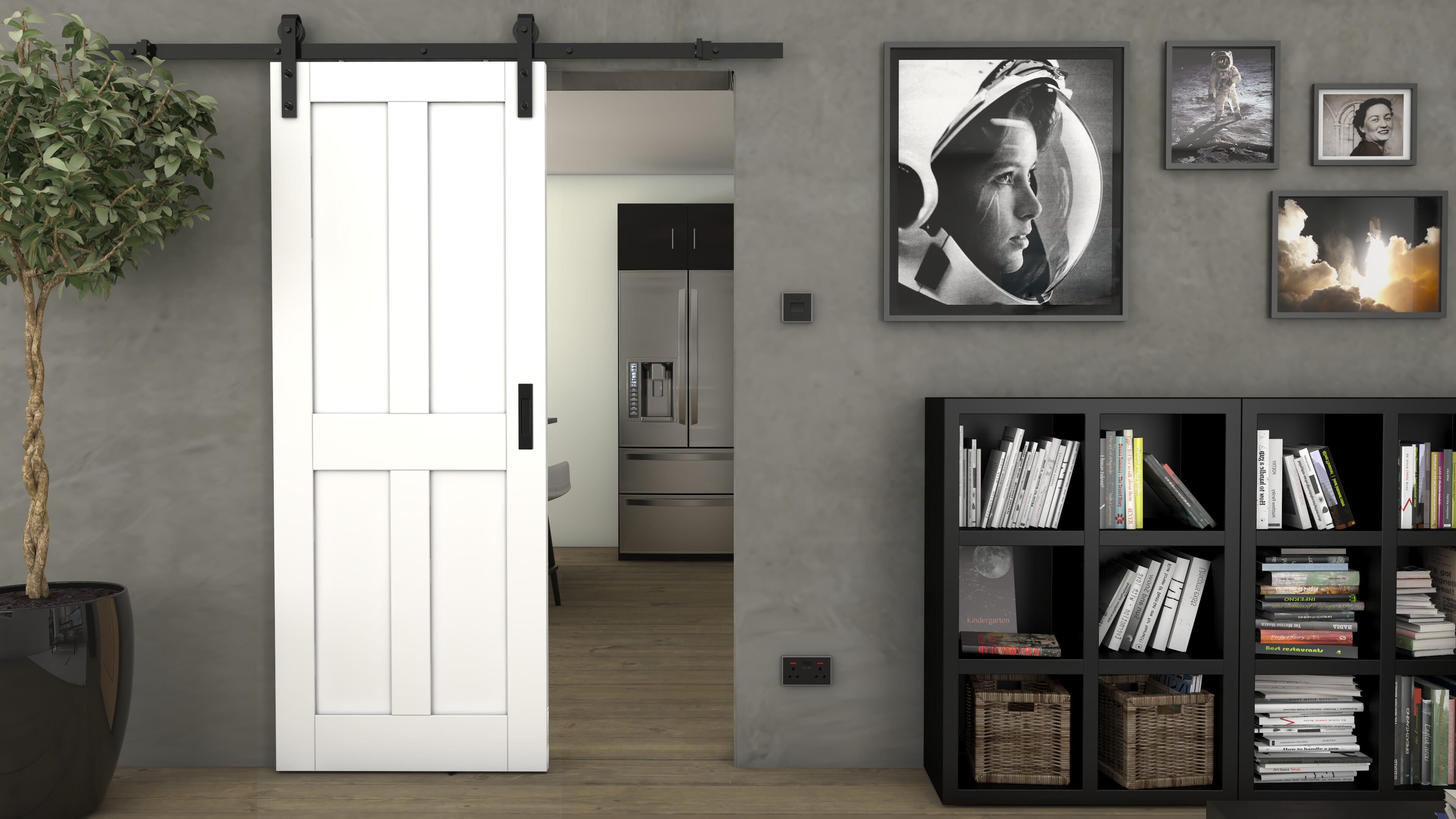 926x2040x40mm Victorian 4 Panel Shaker White - Prefinished Sliding Barn ...