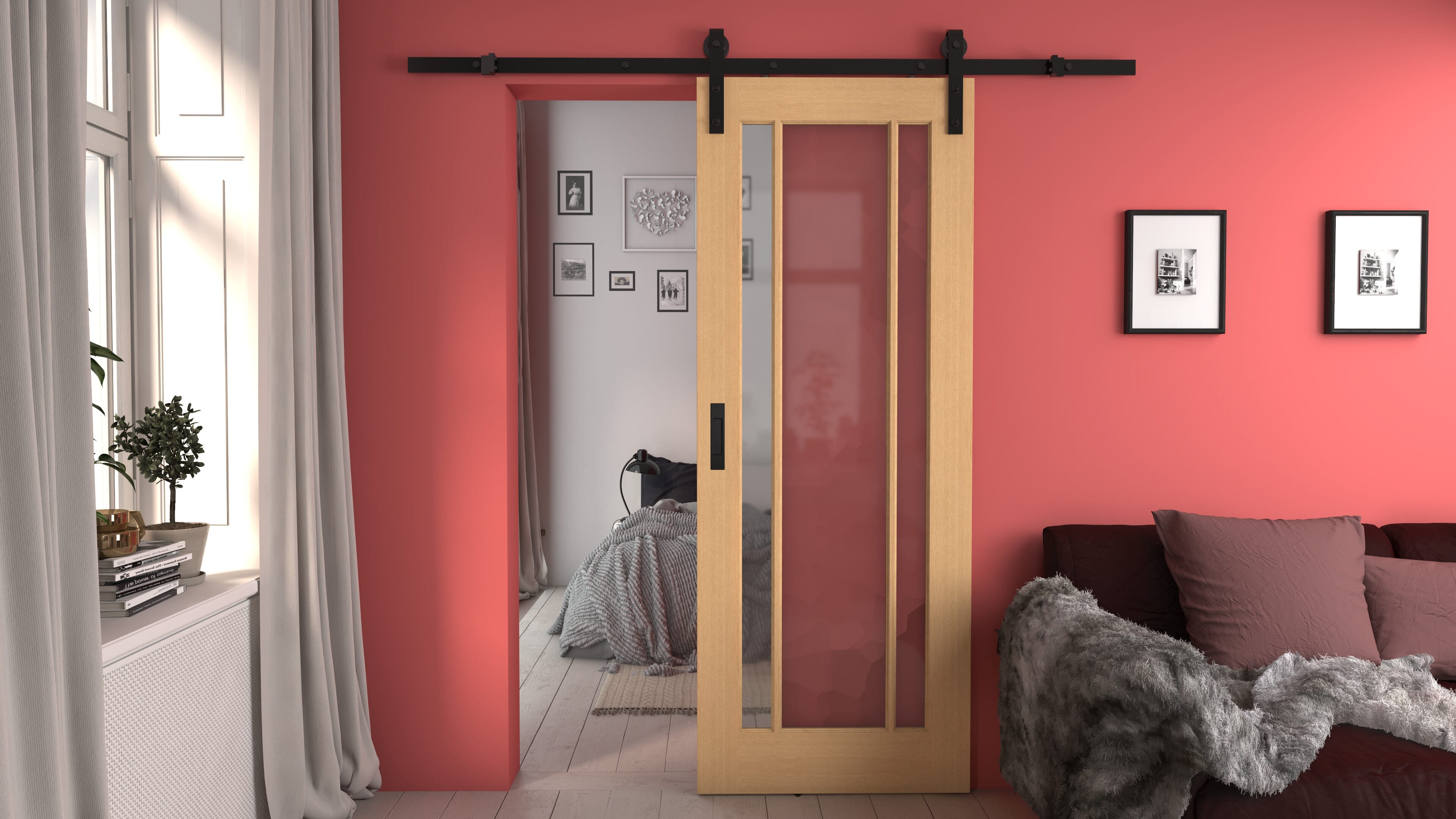 762x1981x35mm (30) Lincoln Oak Clear Glass Sliding Barn Door at Vibrant ...