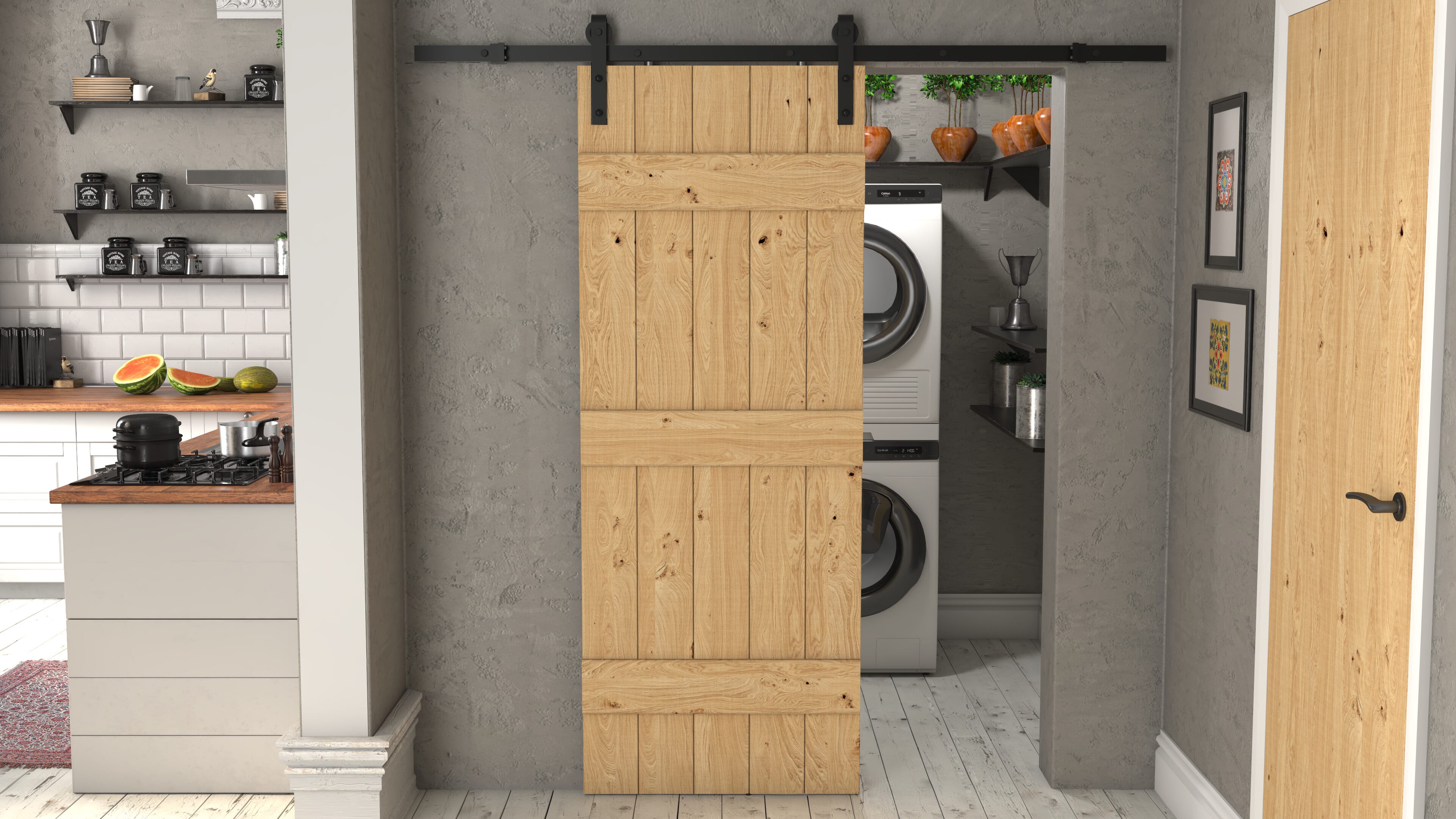 838x1981x35mm (33) Rustic Solid Oak Ledged Sliding Barn Door at Vibrant ...